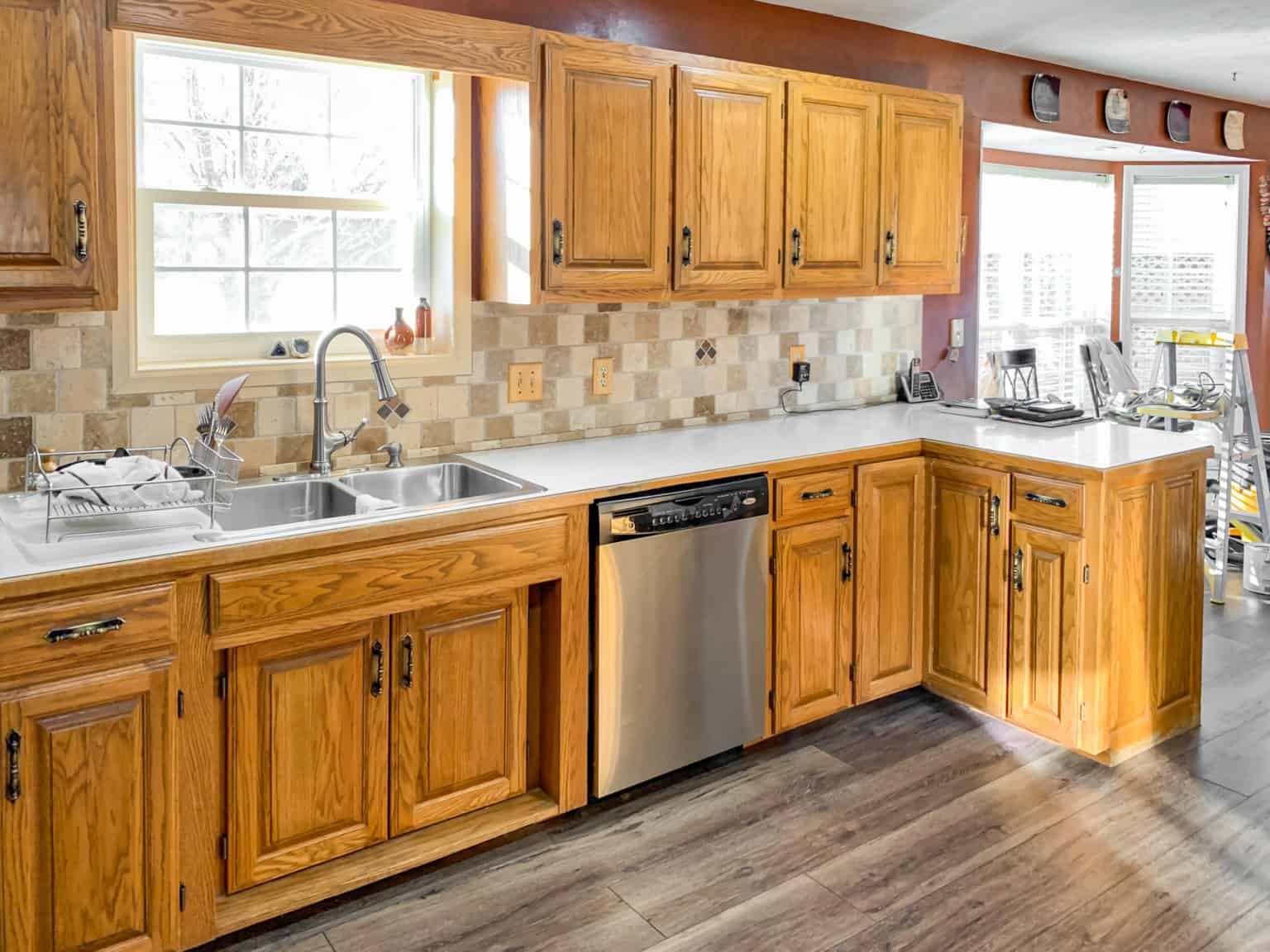 Sherwin Williams Neutral Ground Kitchen Cabinets - Painted by Kayla Payne
