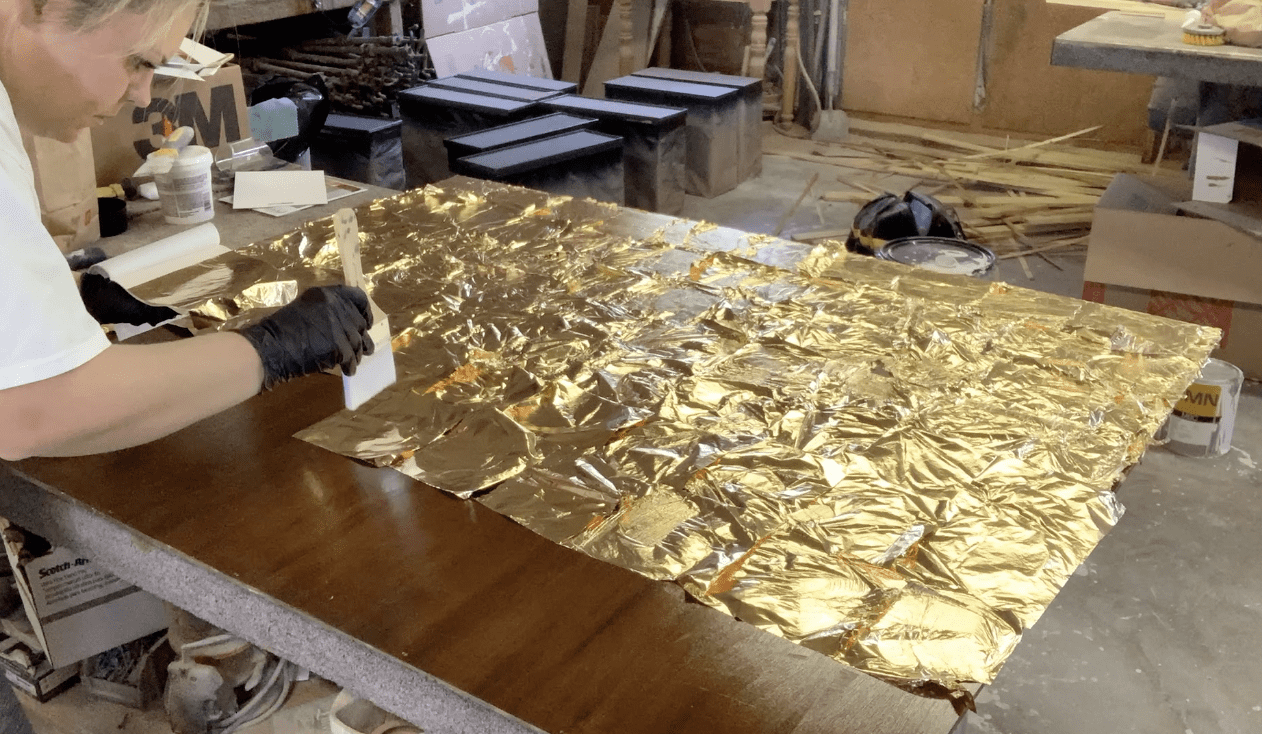 how to attach gold leaf - Painted by Kayla Payne